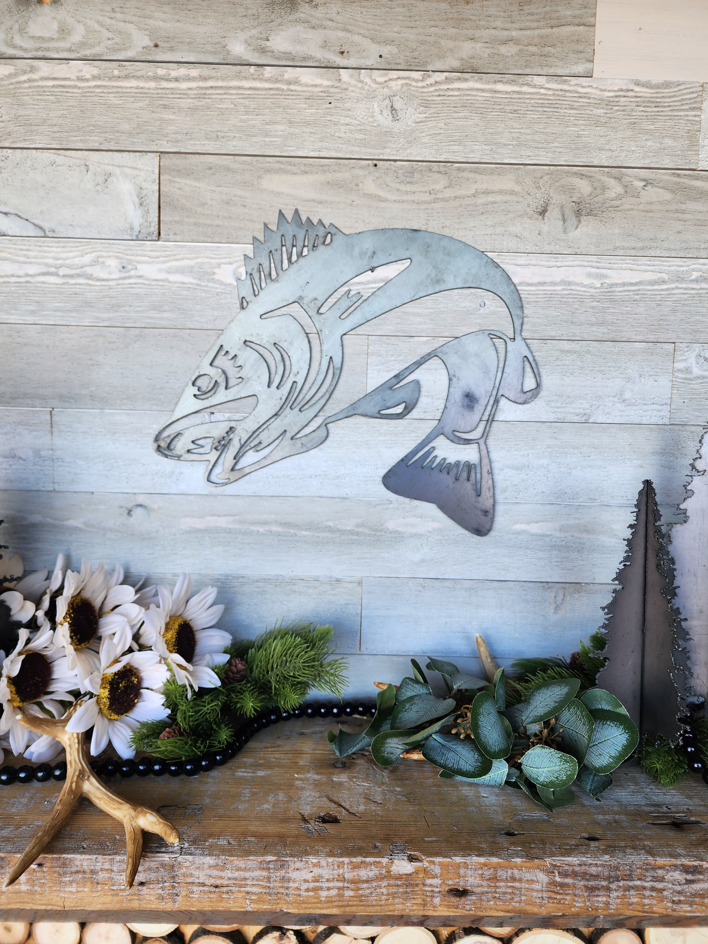 Metal Jumping Walleye Fish, Men's Gift, Mancave Decor, Lake Decor, Fis ...